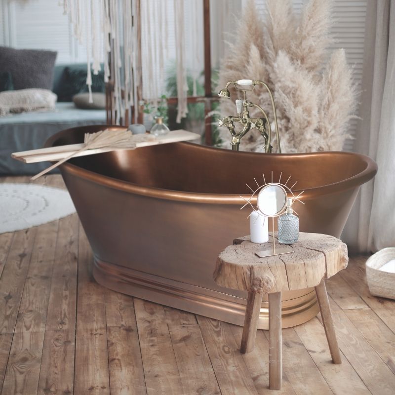 BC Designs Antique Copper Bath, Roll Top Copper Bathtub - 1700x725mm ...