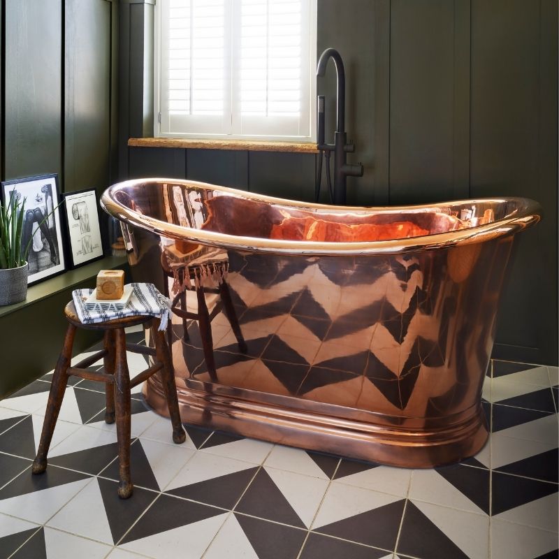 BC Designs Copper Bath, Roll Top Copper Bathtub - 1700x725mm ...