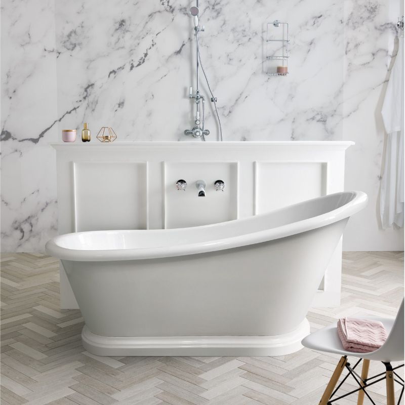 BC Designs Mégane Acrylic Freestanding Bath, Roll Top Painted Slipper ...