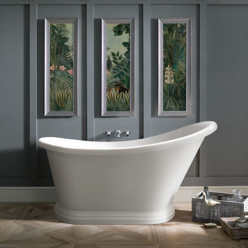 BC Designs Penny Acrylic Small Freestanding Bath, Roll Top Painted Sma ...