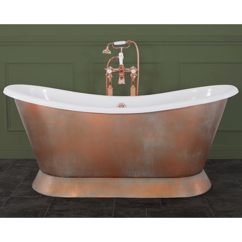 Hurlingham Copper Bateau Bath, Roll Top Painted Copper Bathtub - 1670x ...