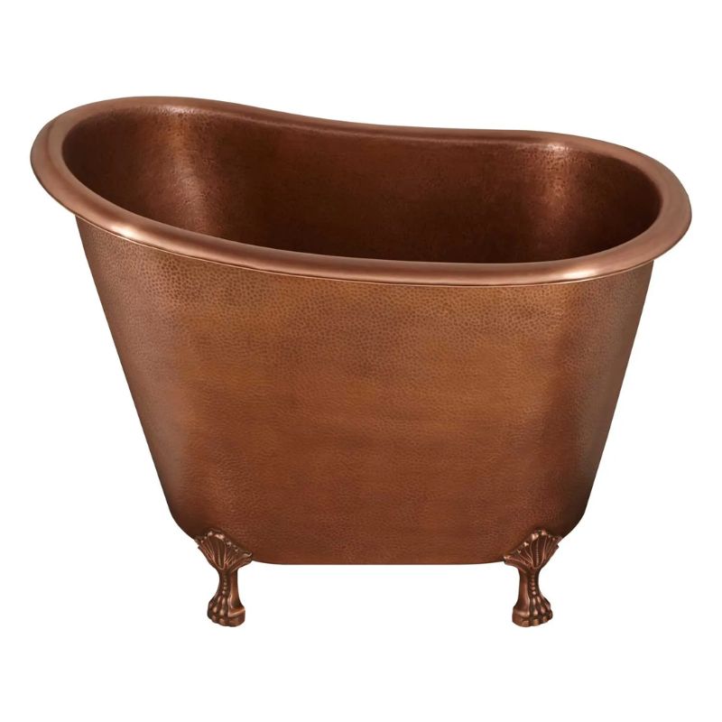 Coppersmith Creations Clawfoot Soaking Copper Bath, Roll Top Hammered ...