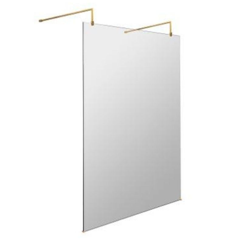 Hudson Reed Brushed Brass Wetroom Screen, Shower Screen With Brass Arm ...