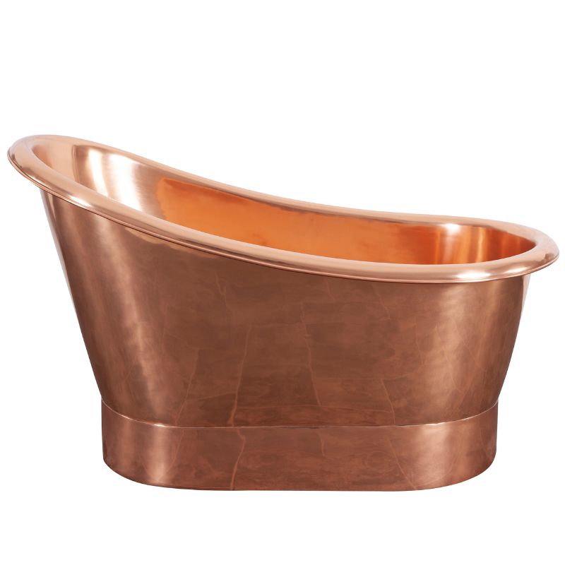 Hurlingham Bijou Compact Copper Slipper Small Bath, Roll Top Small Cop ...