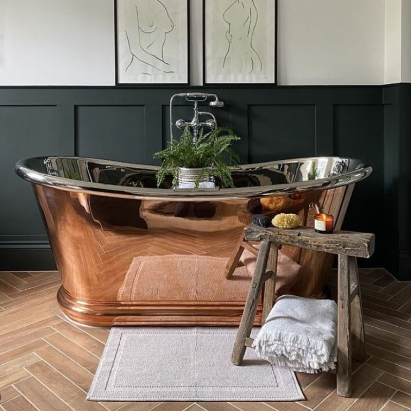 Hurlingham Bulle Copper-Nickel Bath, Roll Top Copper-Nickel Bathtub ...