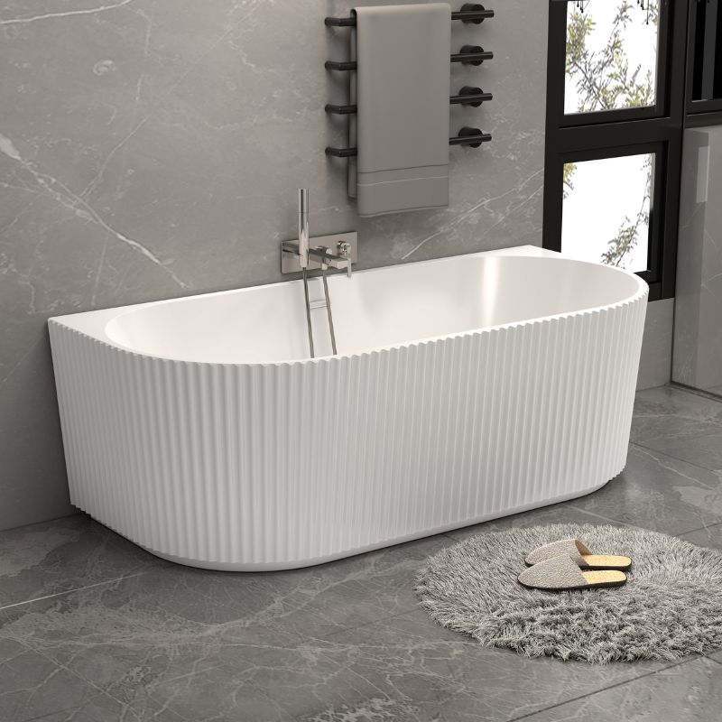 Indulgent Bathing Acacia Freestanding Textured Ribbed Bath, Back-To-Wa
