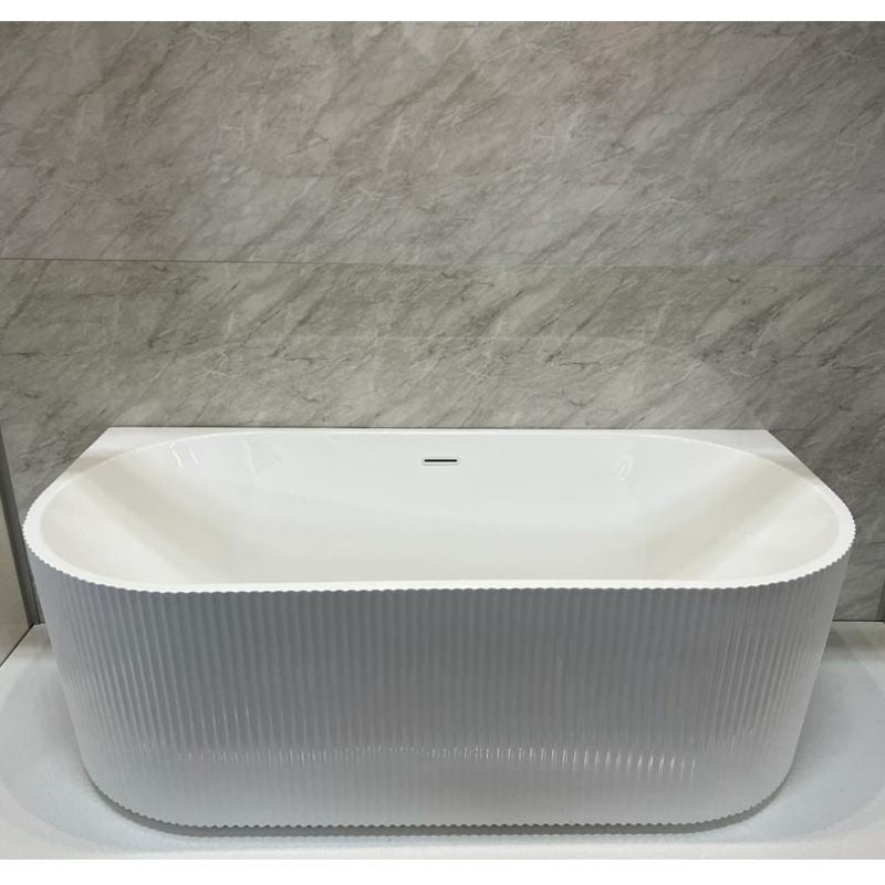 Indulgent Bathing Acacia Freestanding Textured Ribbed Bath, Back-To-Wa