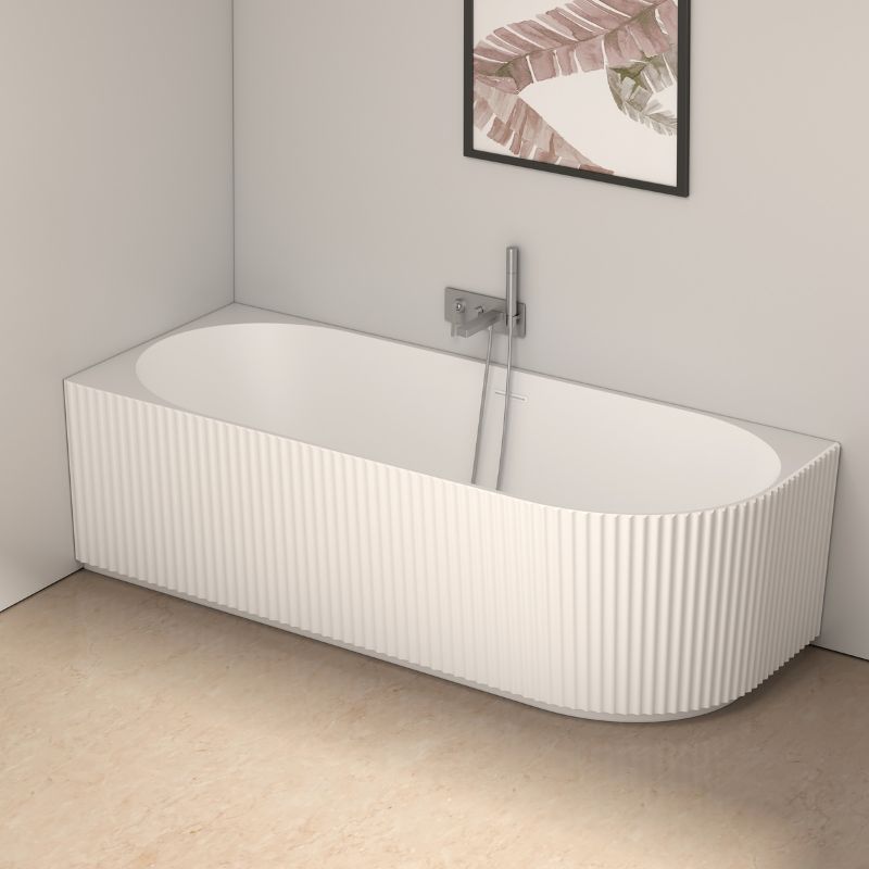 Indulgent Bathing Ripple Textured Shower Bath, Back To Wall Ribbed Rip